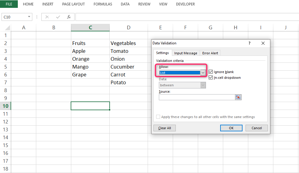 Create Your Drop Down List In Excel Basic Excel Tutorial