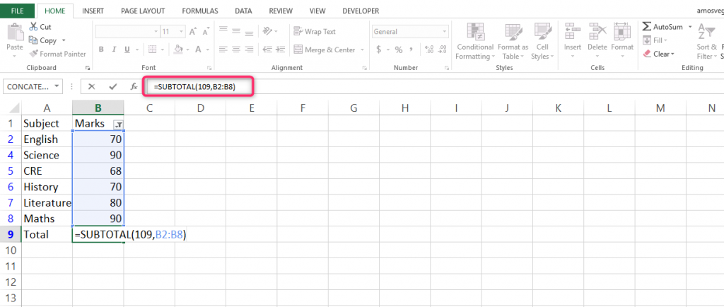 How to sum a filtered column in Excel | Basic Excel Tutorial