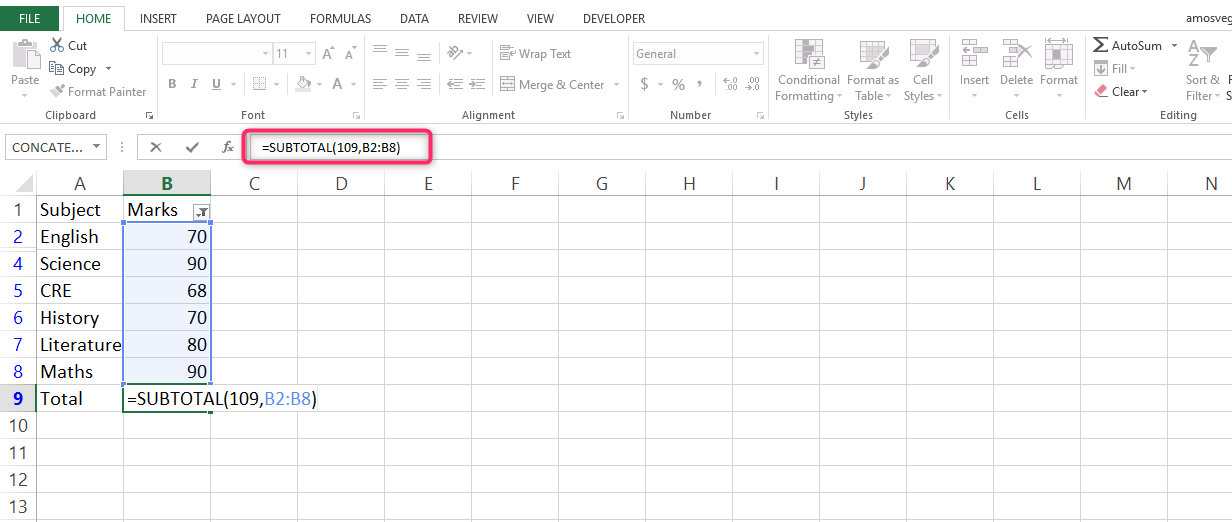 How To Sum A Filtered Column In Excel Basic Excel Tutorial 9370