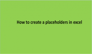 How to create a placeholder in excel | Basic Excel Tutorial