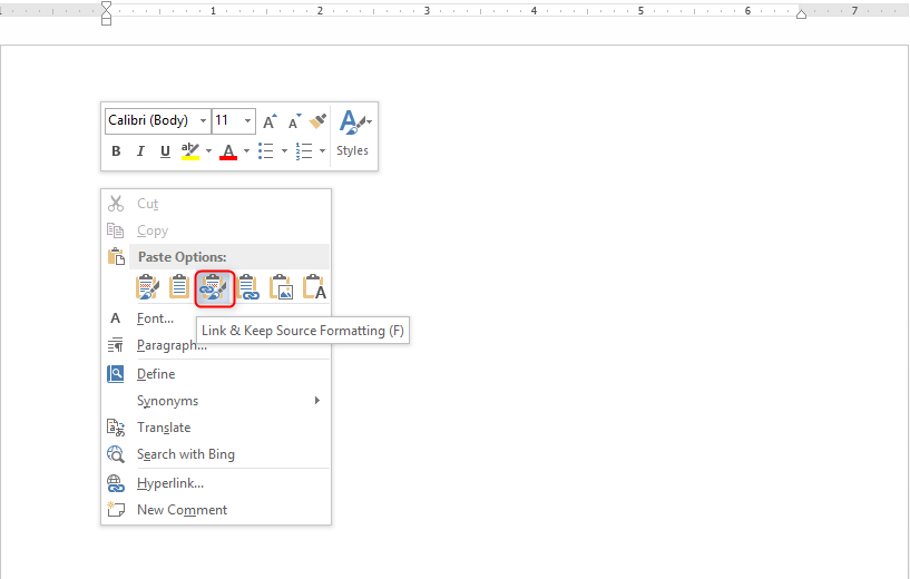 Embeding an Excel file into MS word (Full Guide)